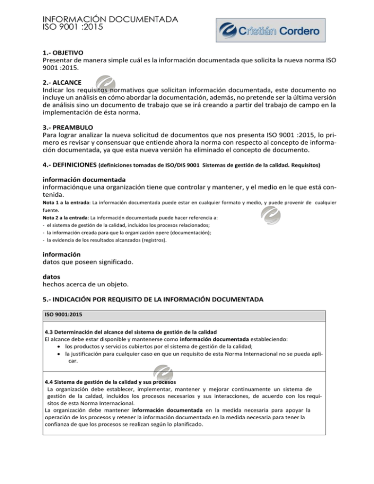 Información documentada ISO 9001_2015