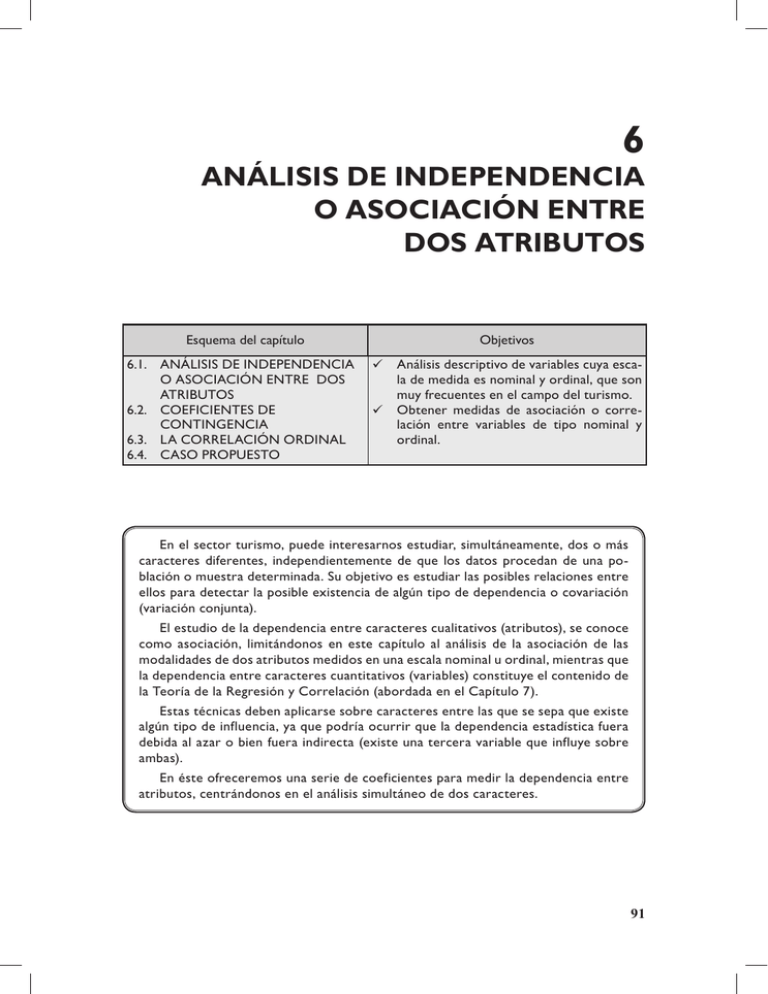 ANÁLISIS DE INDEPENDENCIA O ASOCIACIÓN ENTRE DOS