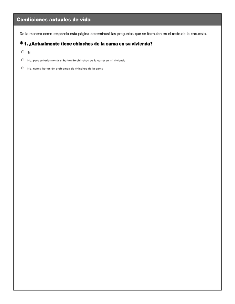 Condiciones actuales de vida