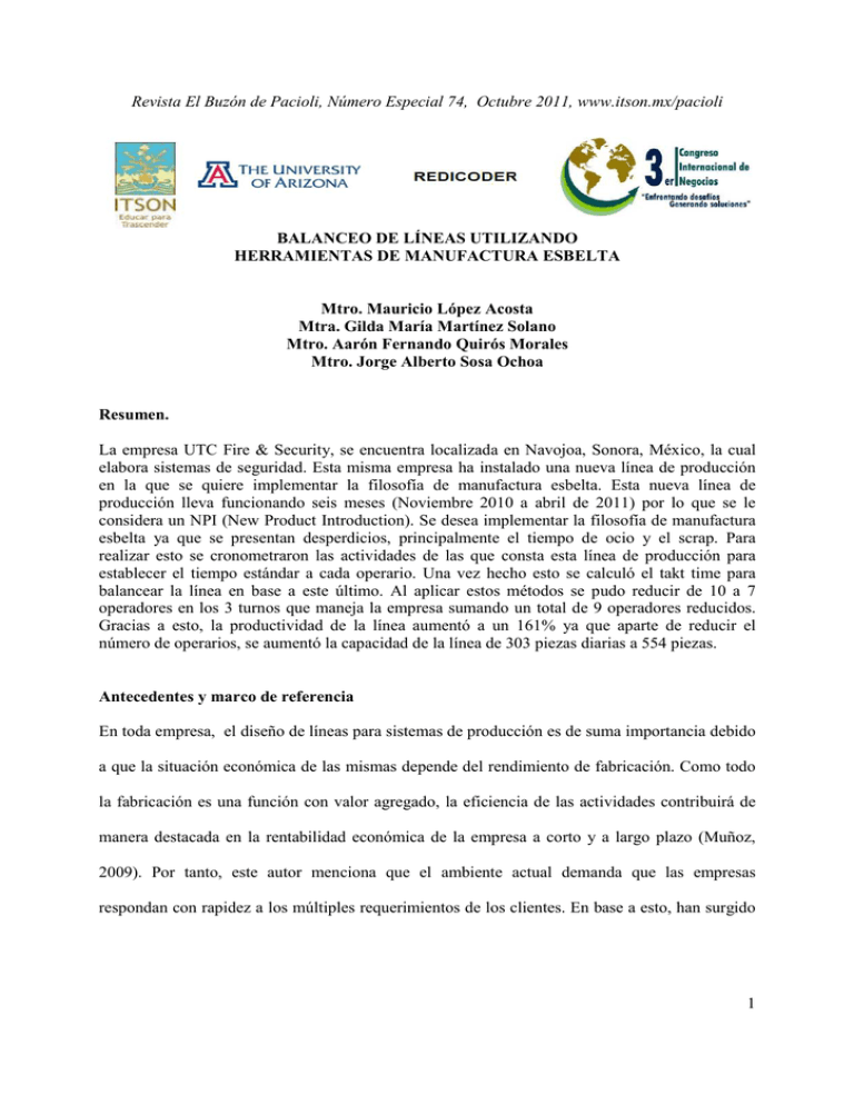 Balanceo de líneas utilizando herramientas de Manufactura