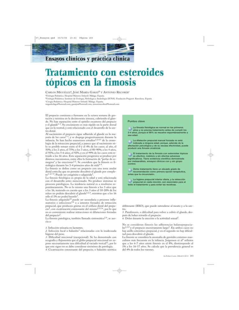 Tratamiento con esteroides tópicos en la fimosis