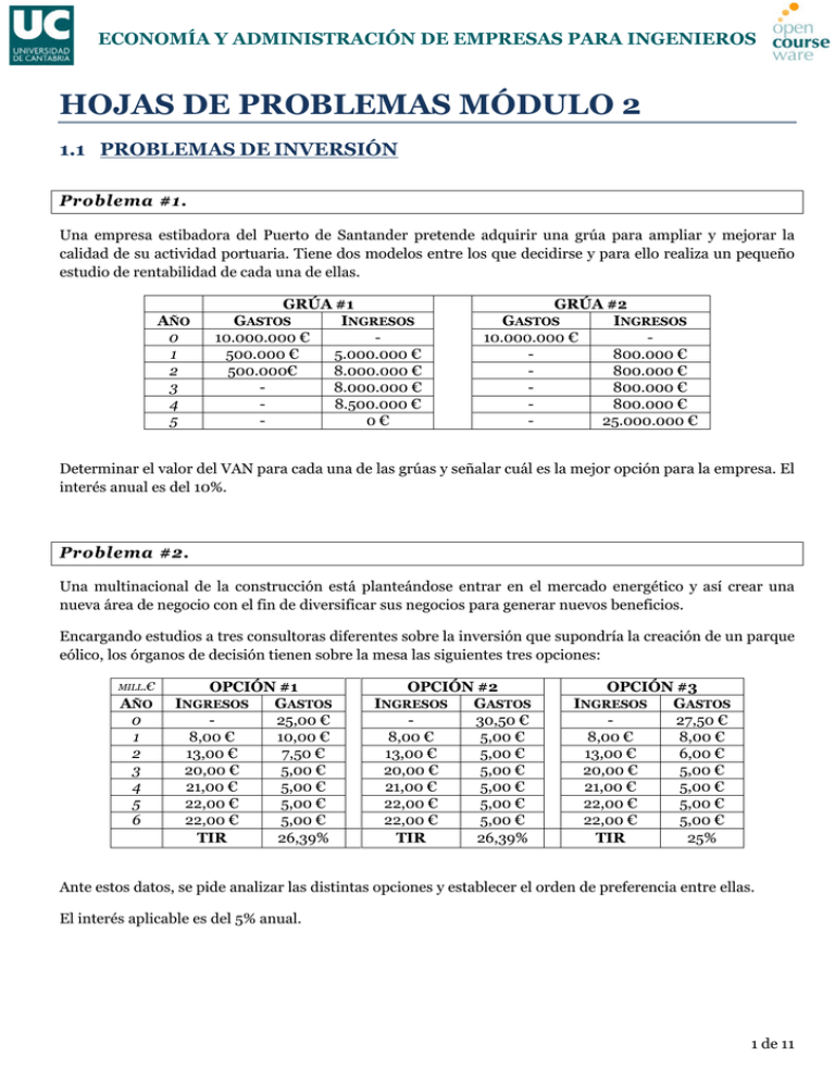 Hoja de Problemas - OCW Universidad de Cantabria