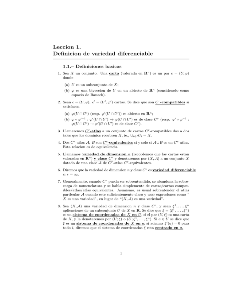 Leccion 1. Definicion de variedad diferenciable