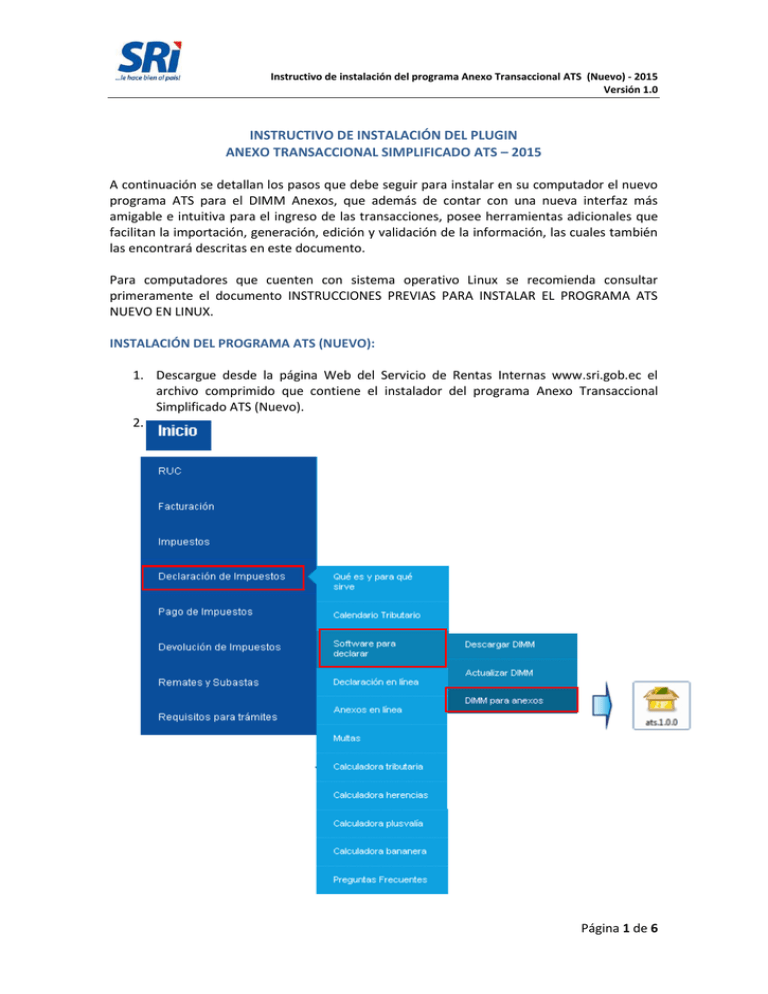 Instalación ATS SRI 2015: Guía Paso a Paso
