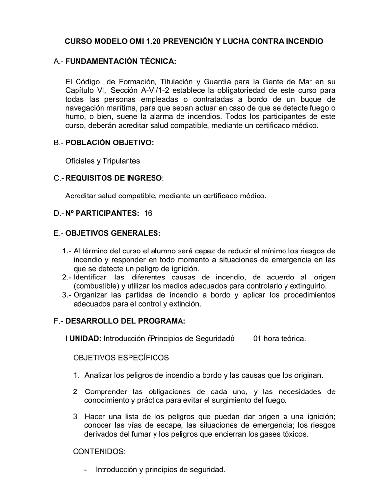 CURSO MODELO OMI 1.20 PREVENCIÓN Y LUCHA CONTRA