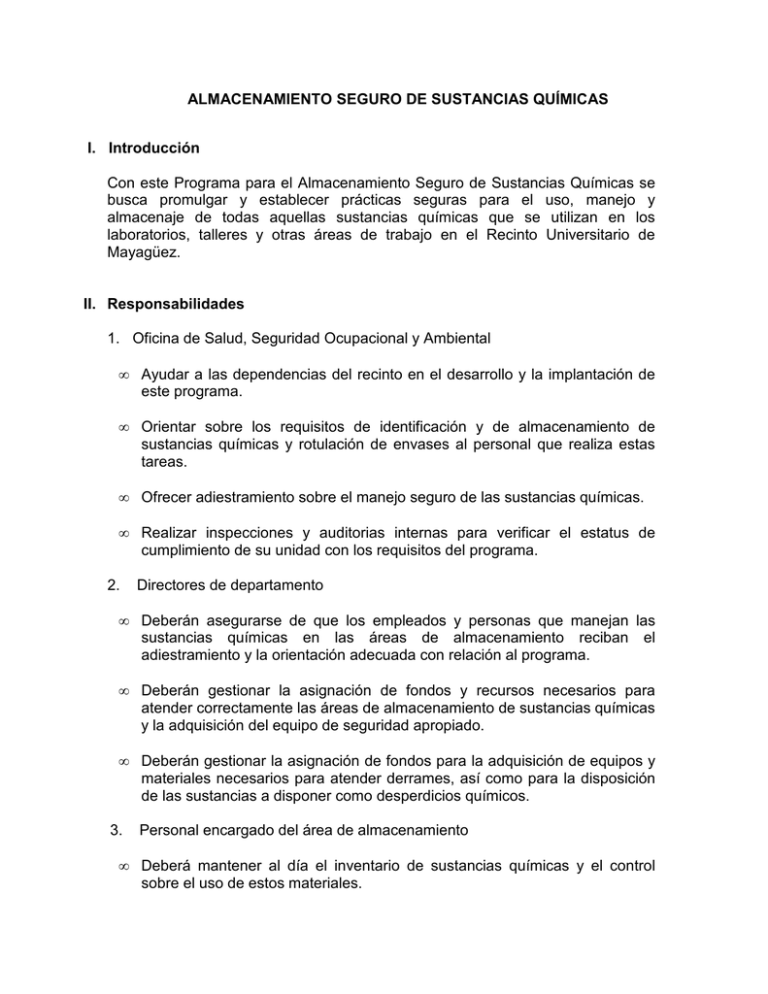 Almacenamiento Seguro De Sustancias Químicas