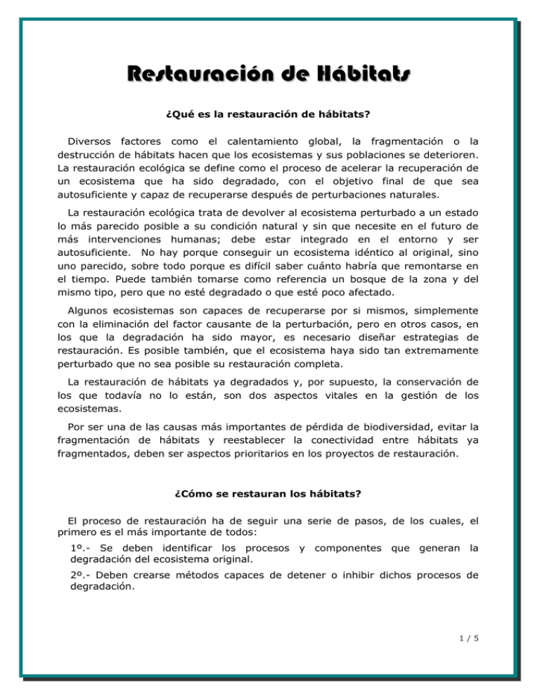 Restauración de hábitats
