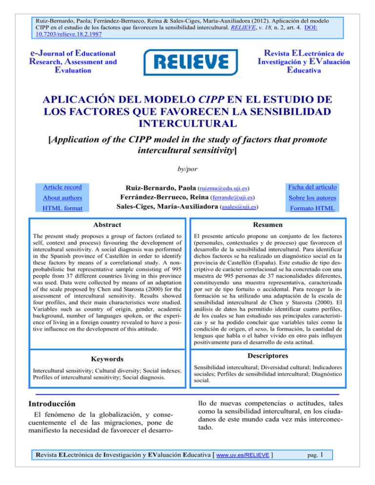 APLICACIÓN DEL MODELO CIPP EN EL ESTUDIO DE LOS