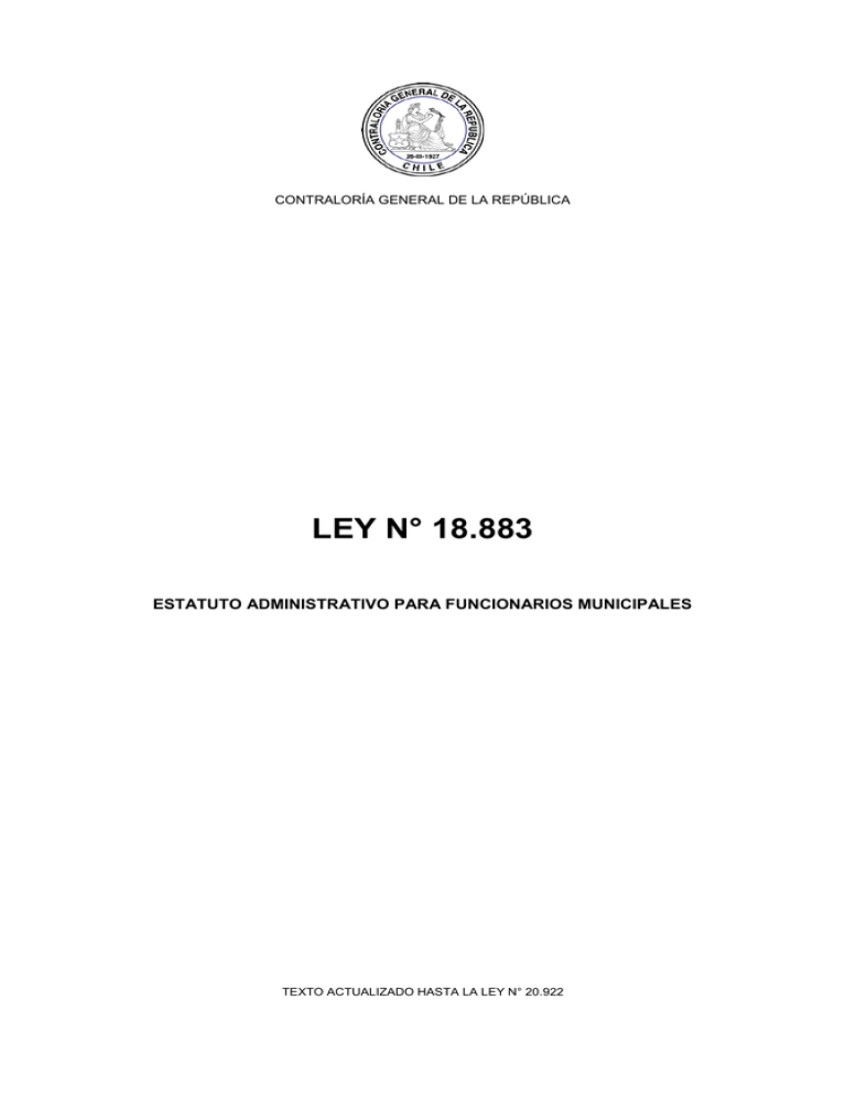 LEY N° 18.883 - Contraloría General de la República
