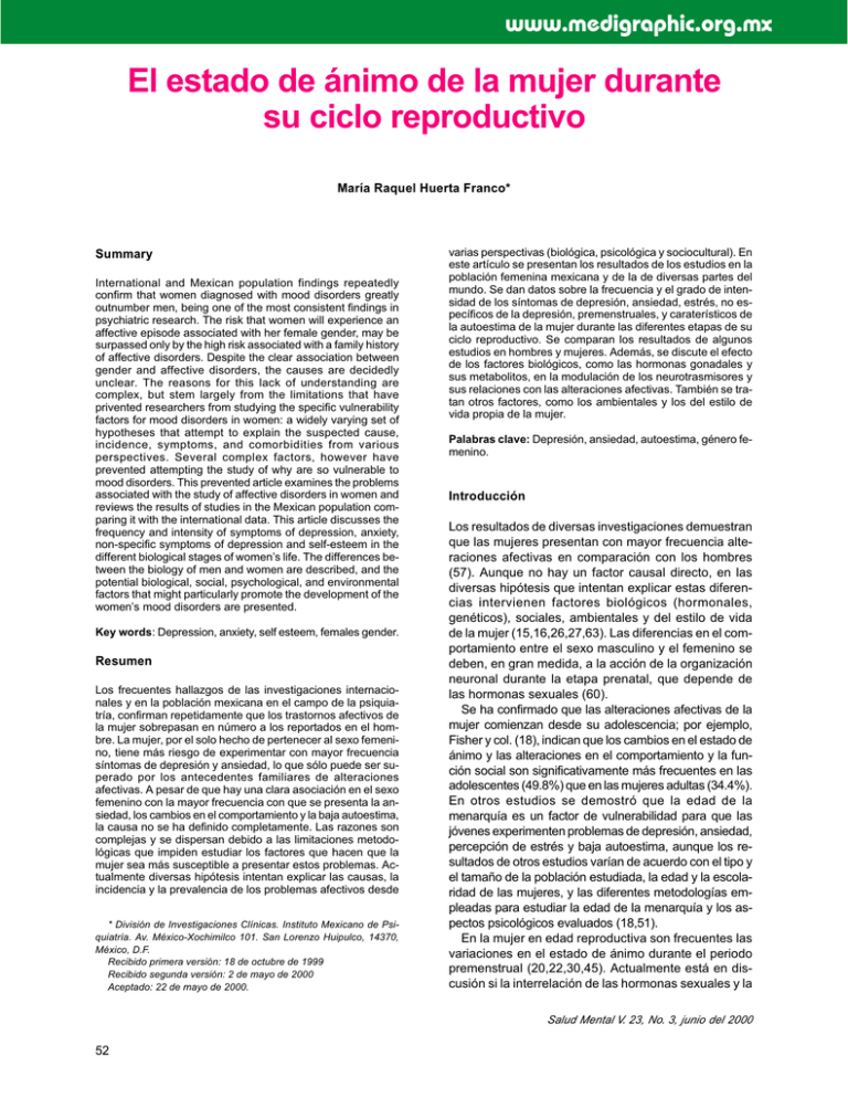 El estado de ánimo de la mujer durante su ciclo