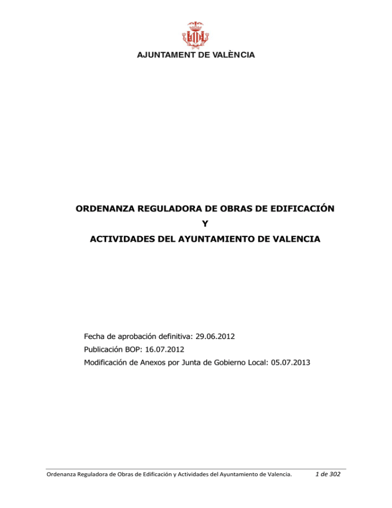 Ordenanza Reguladora de Obras de Edificación y Actividades