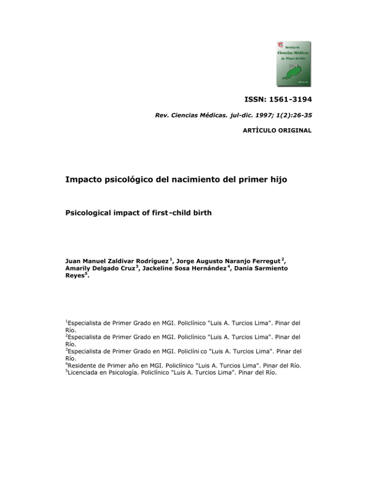 Impacto psicológico del nacimiento del primer hijo