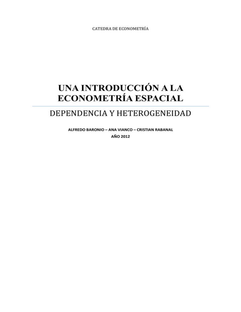 una introducción a la econometría espacial