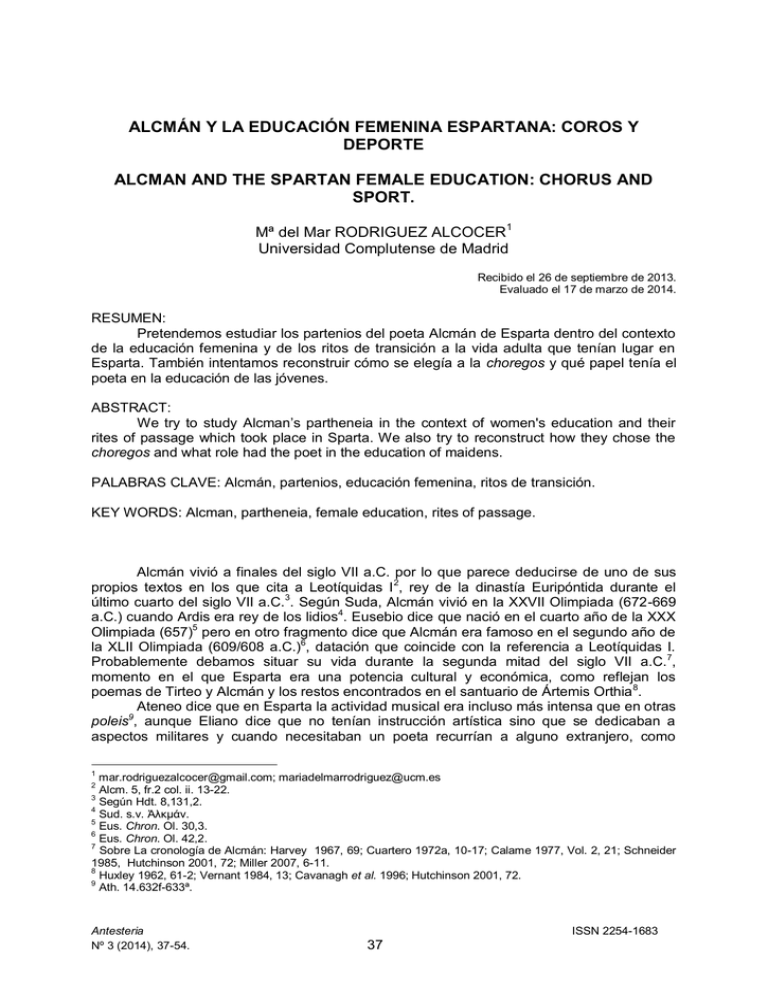 alcmán y la educación femenina espartana