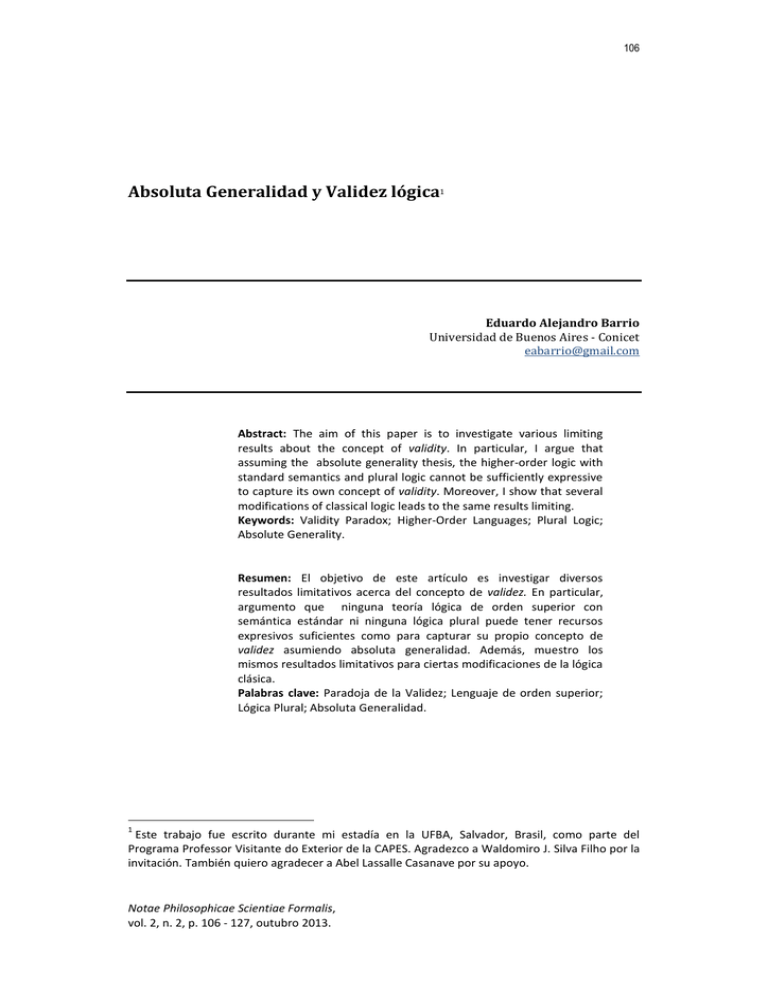 Absoluta Generalidad y Validez lógica1