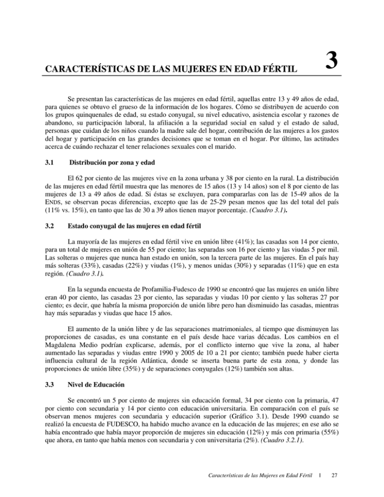 CARACTERÍSTICAS DE LAS MUJERES EN EDAD FÉRTIL