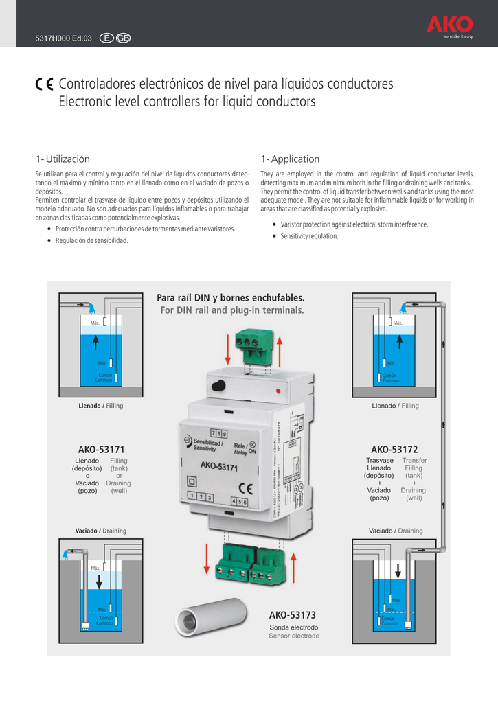 Controladores electrónicos de nivel para líquidos conductores