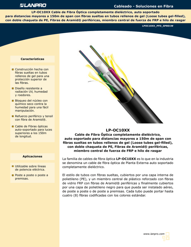 LP-OC10XX Cable de Fibra Óptica dieléctrico