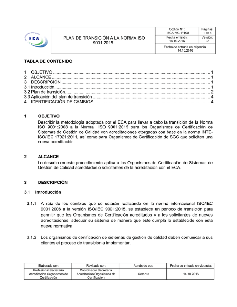 ECA-MC-PT08 Plan de transicion Norma ISO 9001 V02