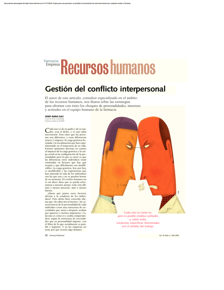 Gestión del conflicto interpersonal