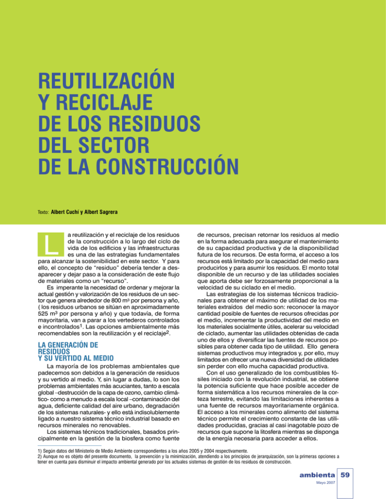 reutilización y reciclaje de los residuos del sector