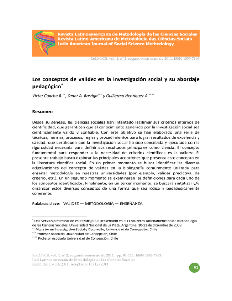 Los conceptos de validez en la investigación social