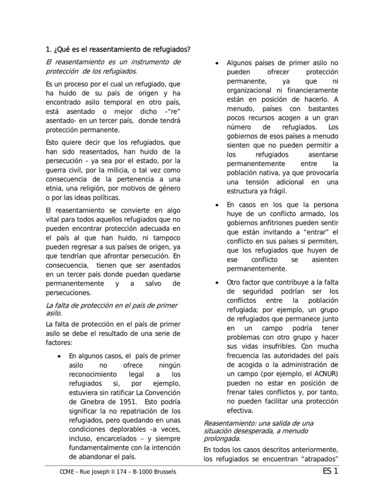 1. ¿Qué es el reasentamiento de refugiados? El