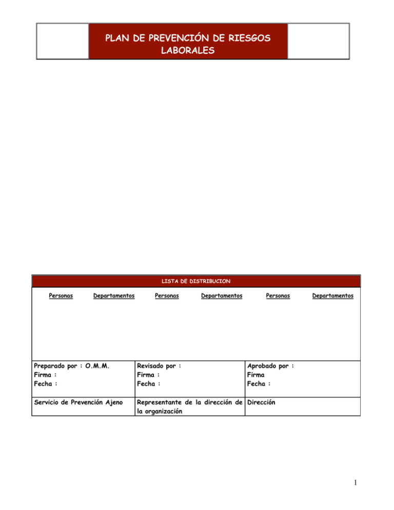 plan de prevención de riesgos laborales