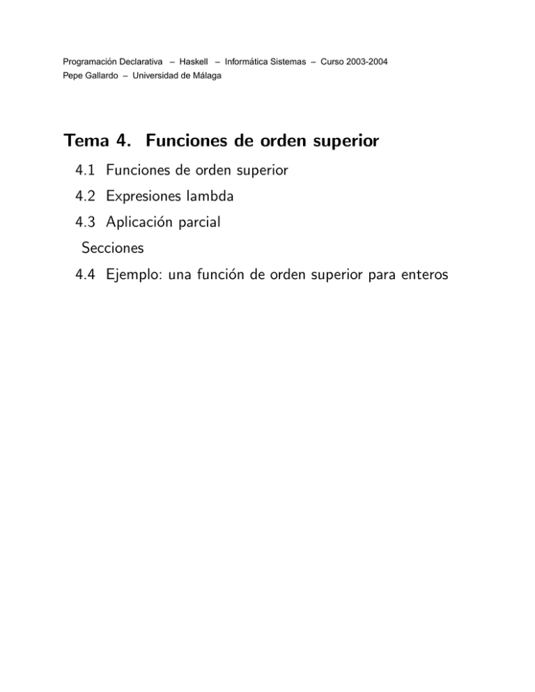 Tema 4. Funciones de orden superior