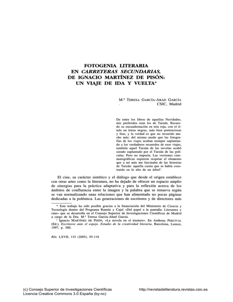 Fotogenia literaria en Carreteras secundarias, de Ignacio Martínez