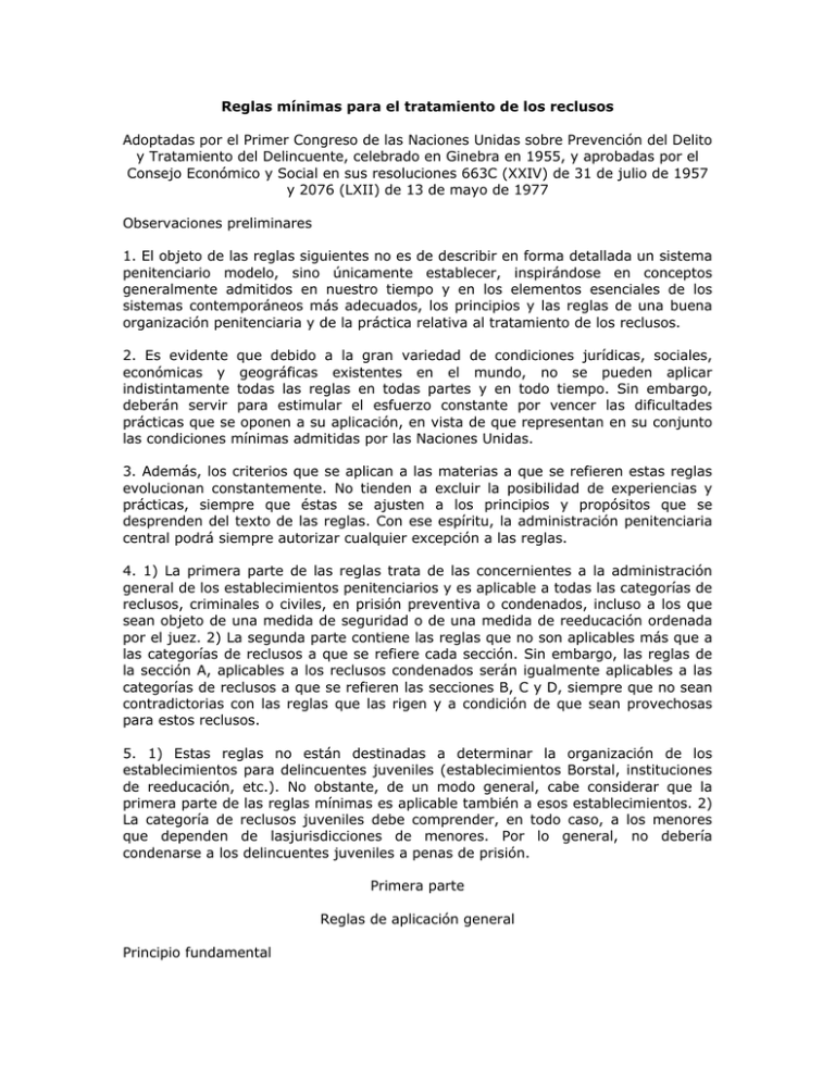 Reglas mínimas para el tratamiento de los reclusos
