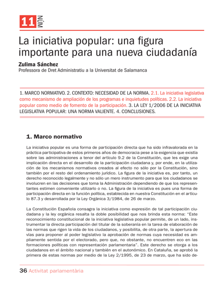 La iniciativa popular: una figura importante para una nueva