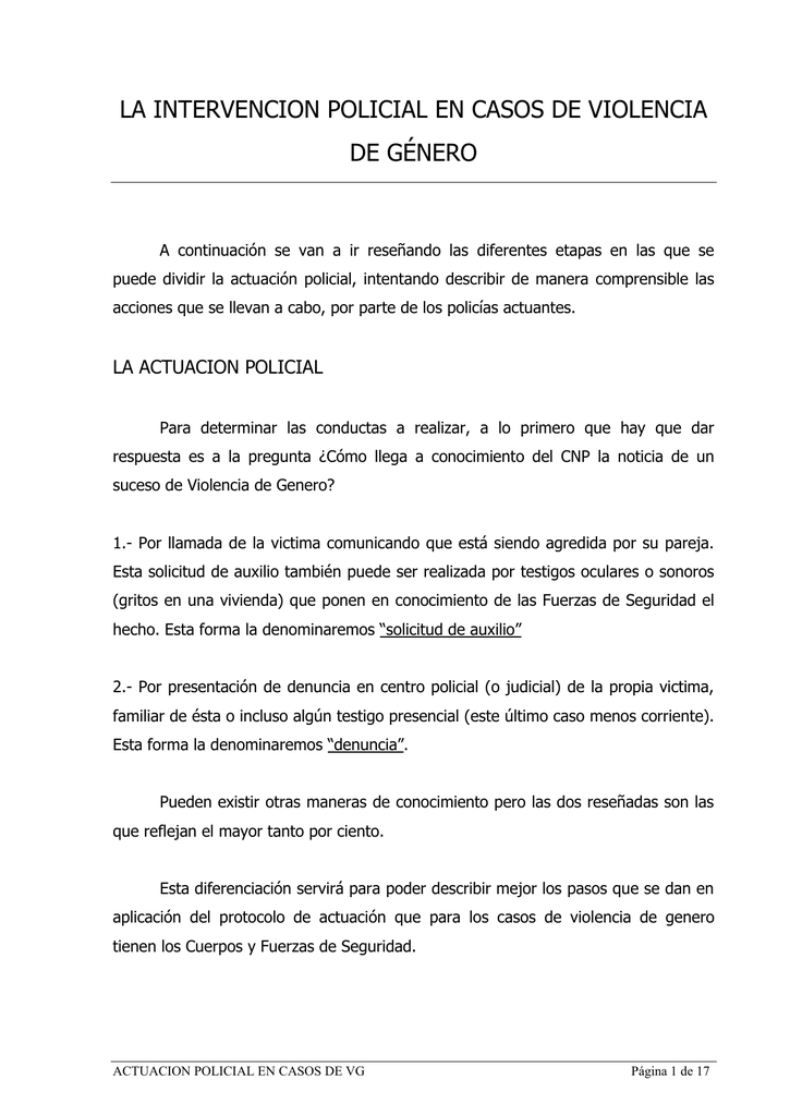 la intervencion policial en casos de violencia de genero