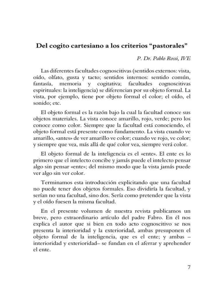 Del cogito cartesiano a los criterios “pastorales”