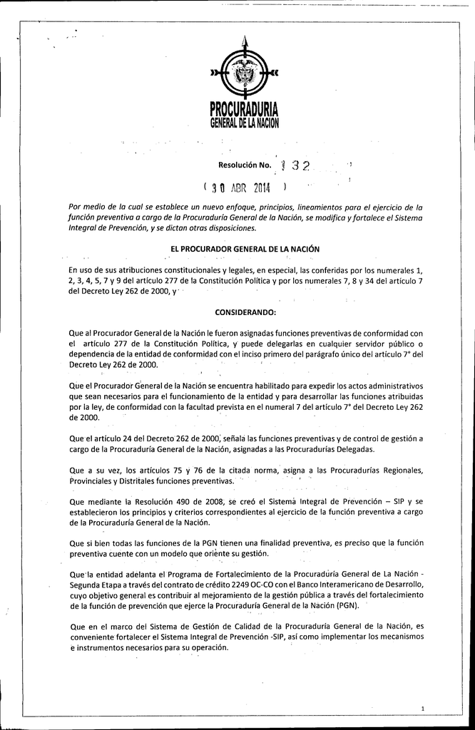 PROCURADURIA - Procuraduría General de la Nación