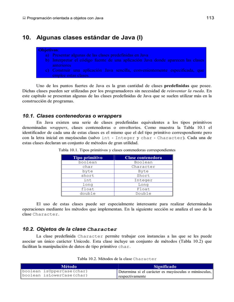 10. Algunas clases estándar de Java