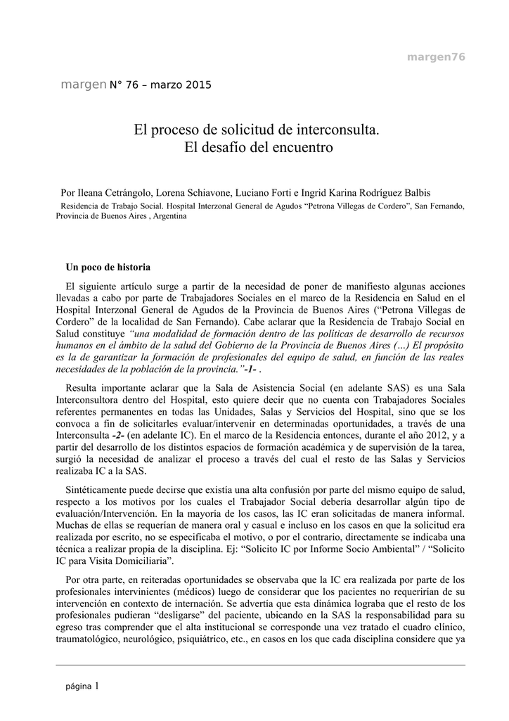 El proceso de solicitud de interconsulta. El desafío del encuentro
