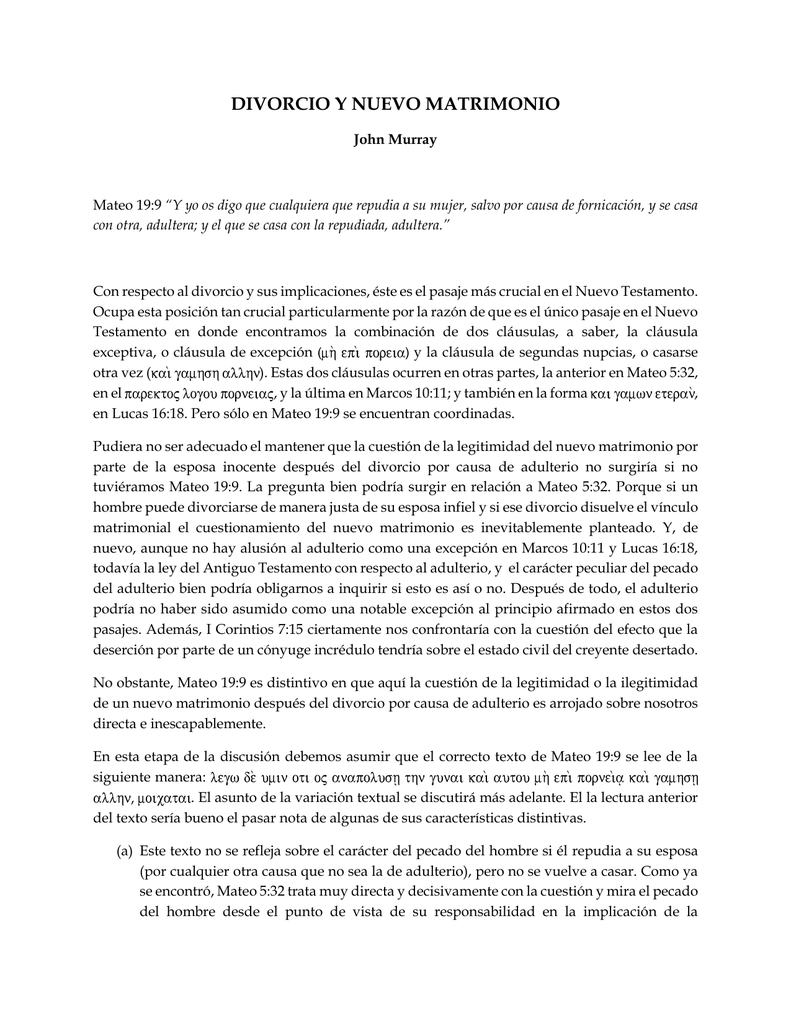 El divorcio y el nuevo matrimonio