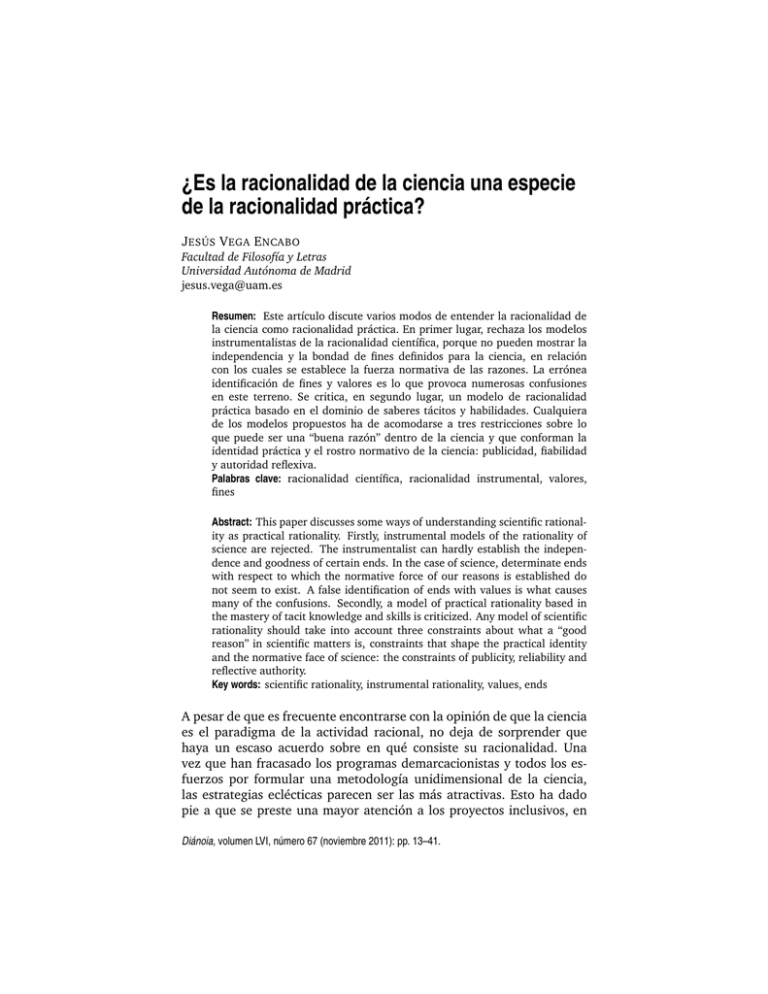 ¿Es la racionalidad de la ciencia una especie de la racionalidad
