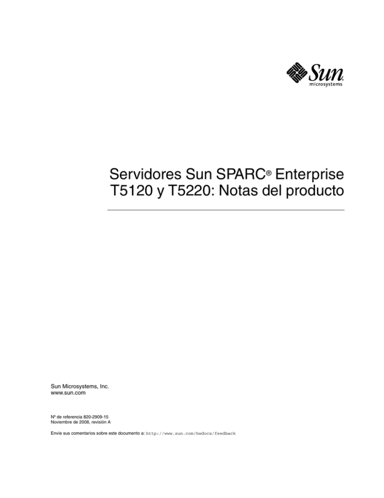 Servidores Sun SPARC Enterprise T5120 y T5220