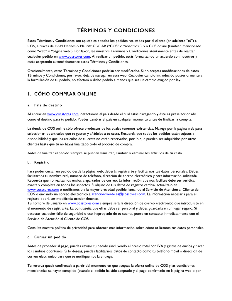 términos y condiciones