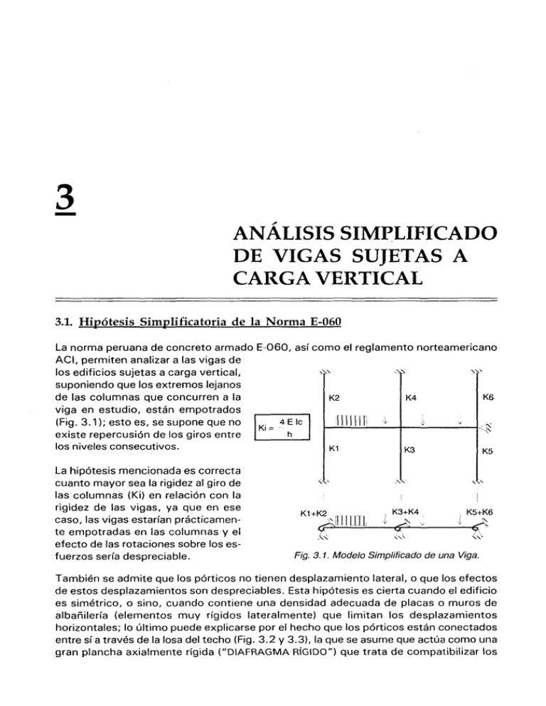 ANÁLISIS SIMPLIFlCADO DE VIGAS SUJETAS A CARGA VERTICAL