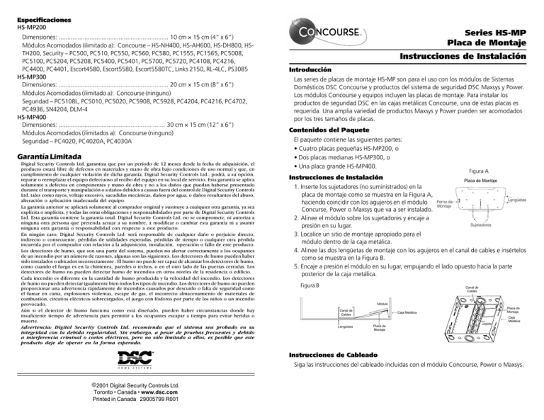 Series HS-MP Placa de Montaje Instrucciones de Instalación