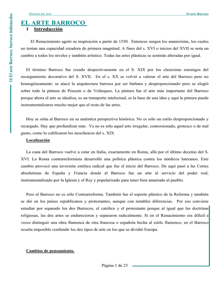 EL ARTE BARROCO
