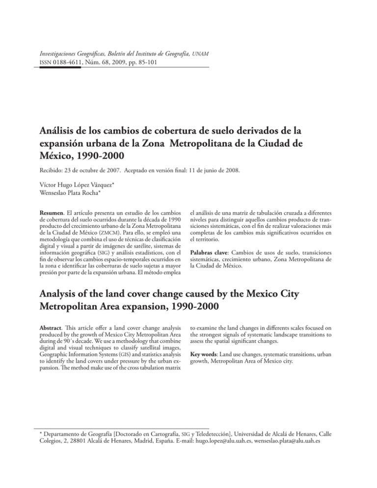 Análisis de los cambios de cobertura de suelo - E-journal