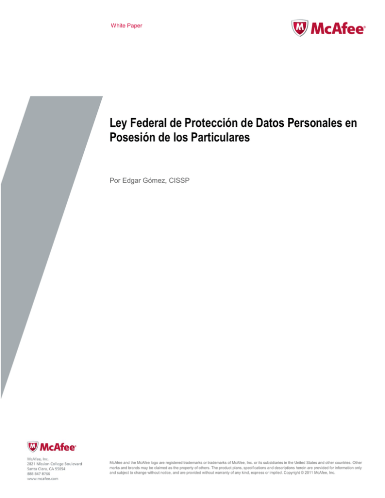 McAfee: Ley Federal de Protección de Datos Personales en