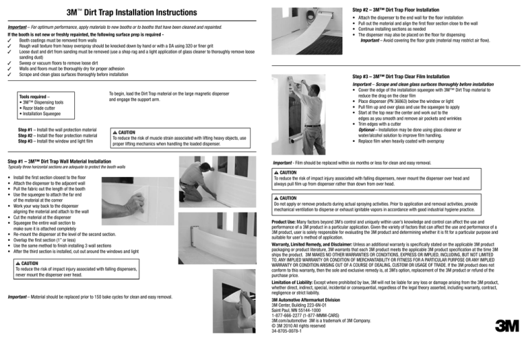 3M™ Dirt Trap Installation Instructions