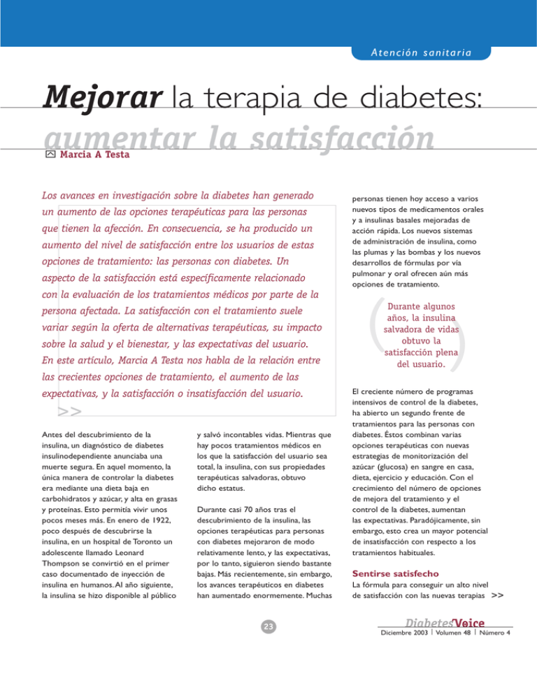 Mejorar la terapia de diabetes: aumentar la satisfacción