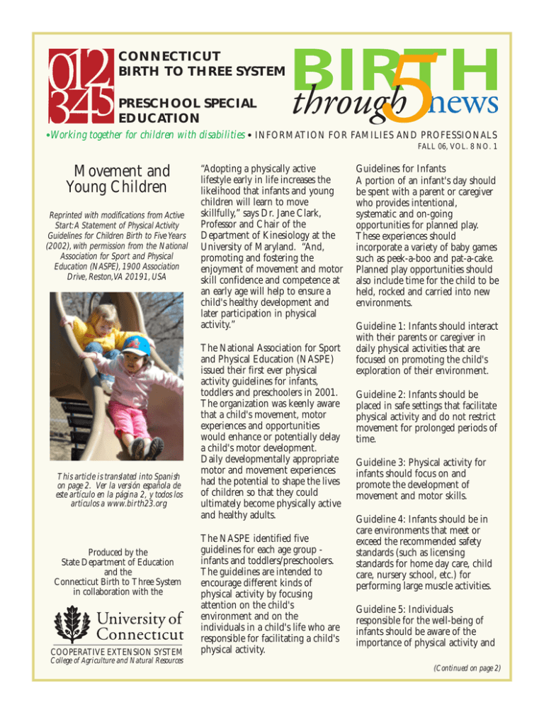 Movement and Young Children - Connecticut Birth to Three System