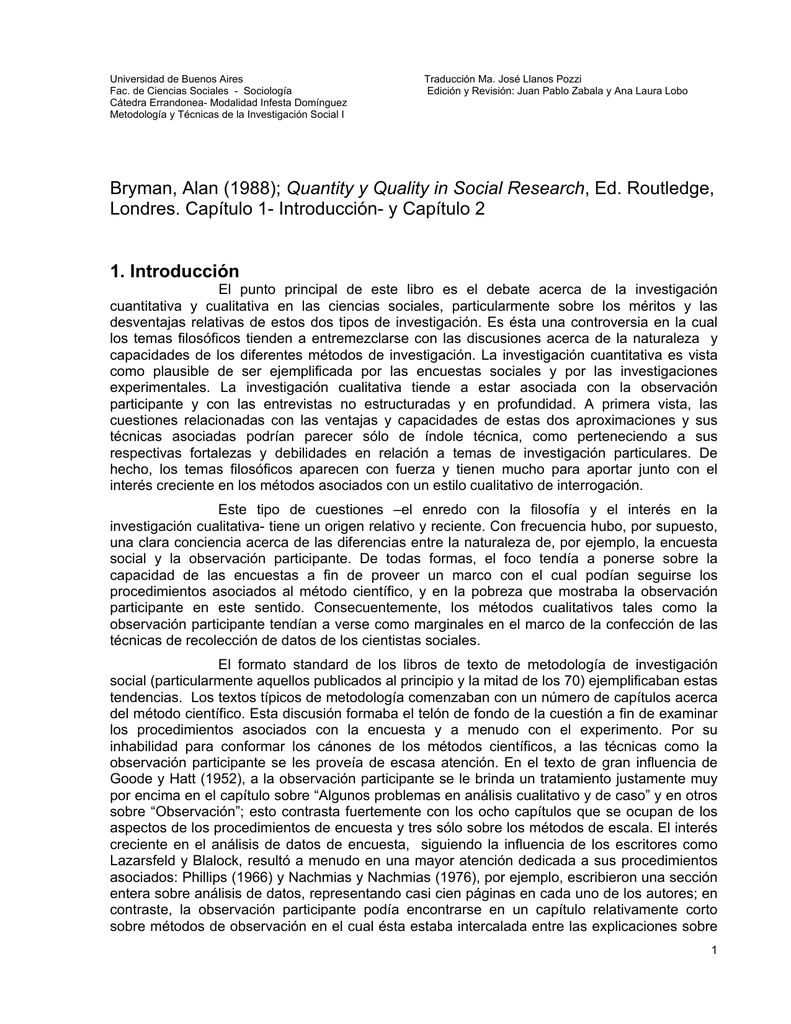 Bryman, A. (1988) Quantity and Quality in Social